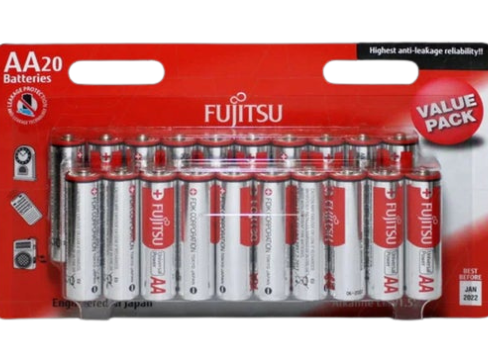 Fujitsu Alkaline AA 20 Pack Universal Battery | Battery Barn Bundaberg