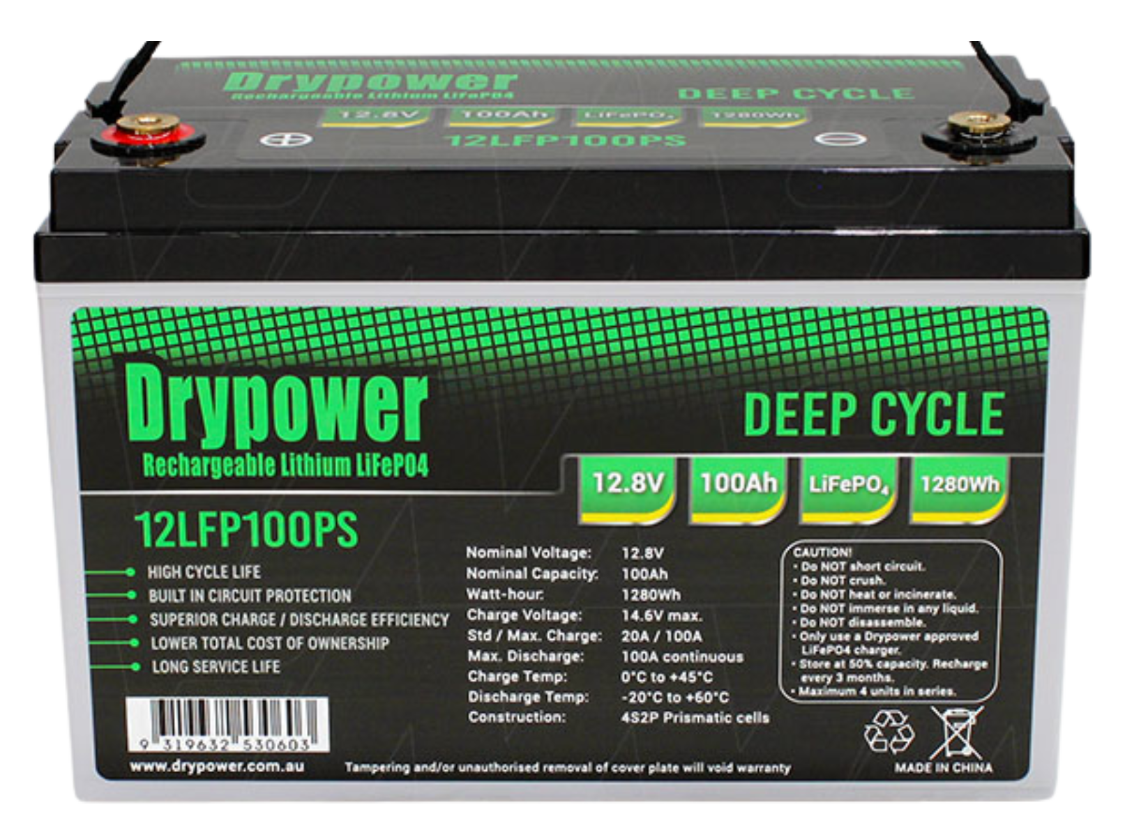 DryPower Deep Cycle 12LFP100PS (LiFePO4) Battery | Battery Barn Bundaberg